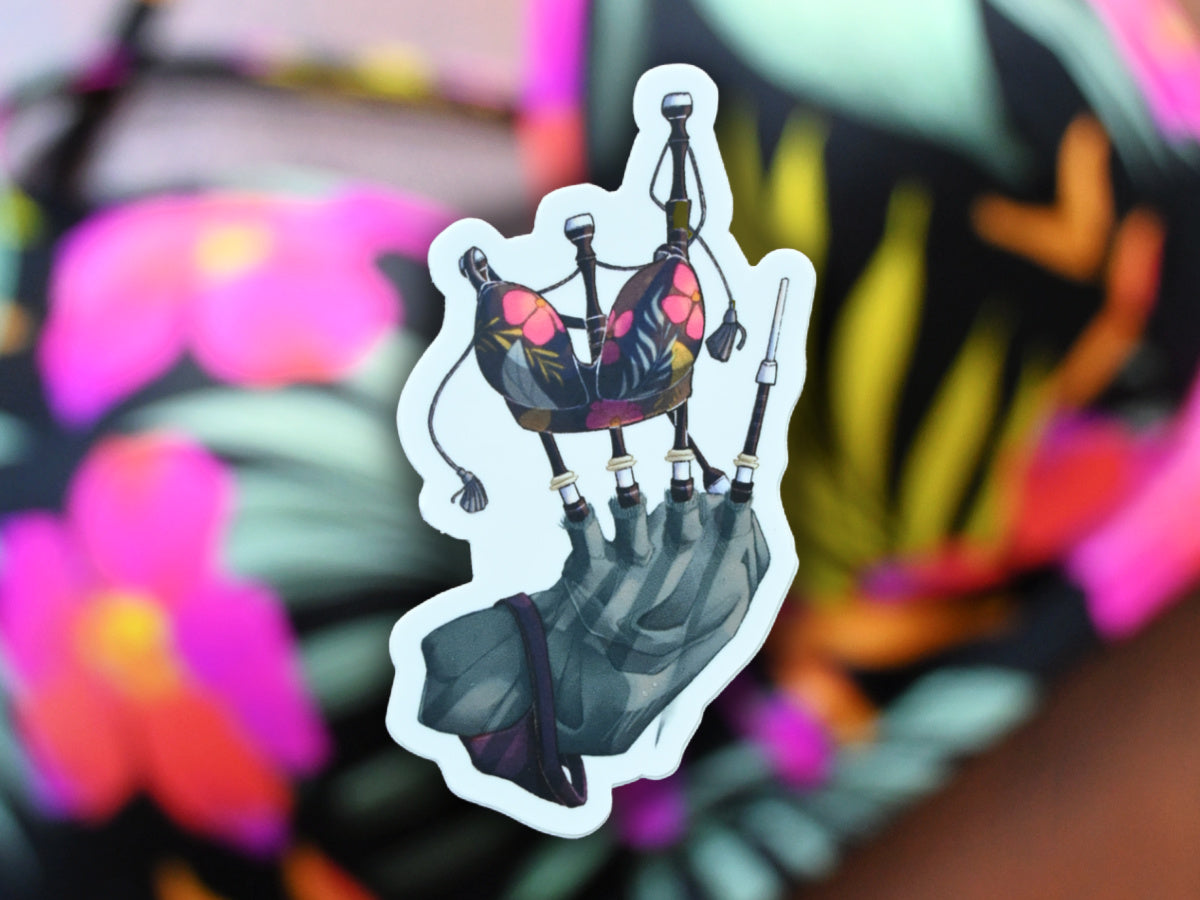 Bagpipe in a Bikini sticker – Ally the Piper